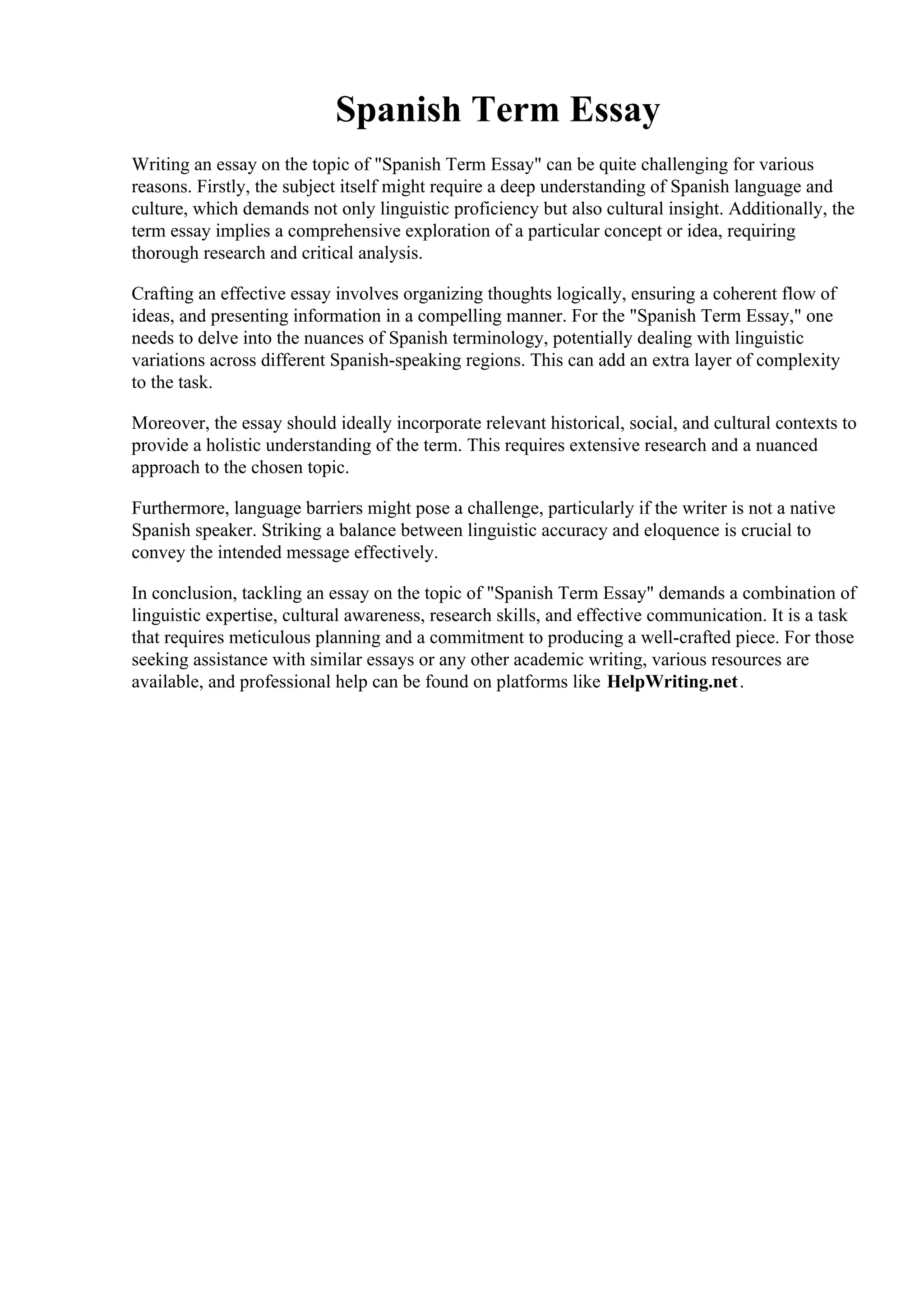 Spanish Term Essay | PDF