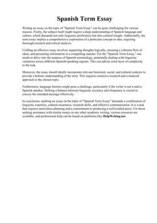 Spanish Term Essay | PDF