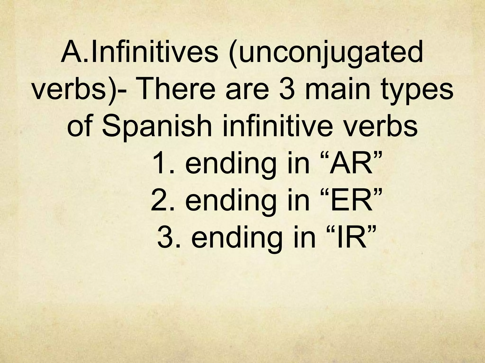 Spanish verbs notes | PPT