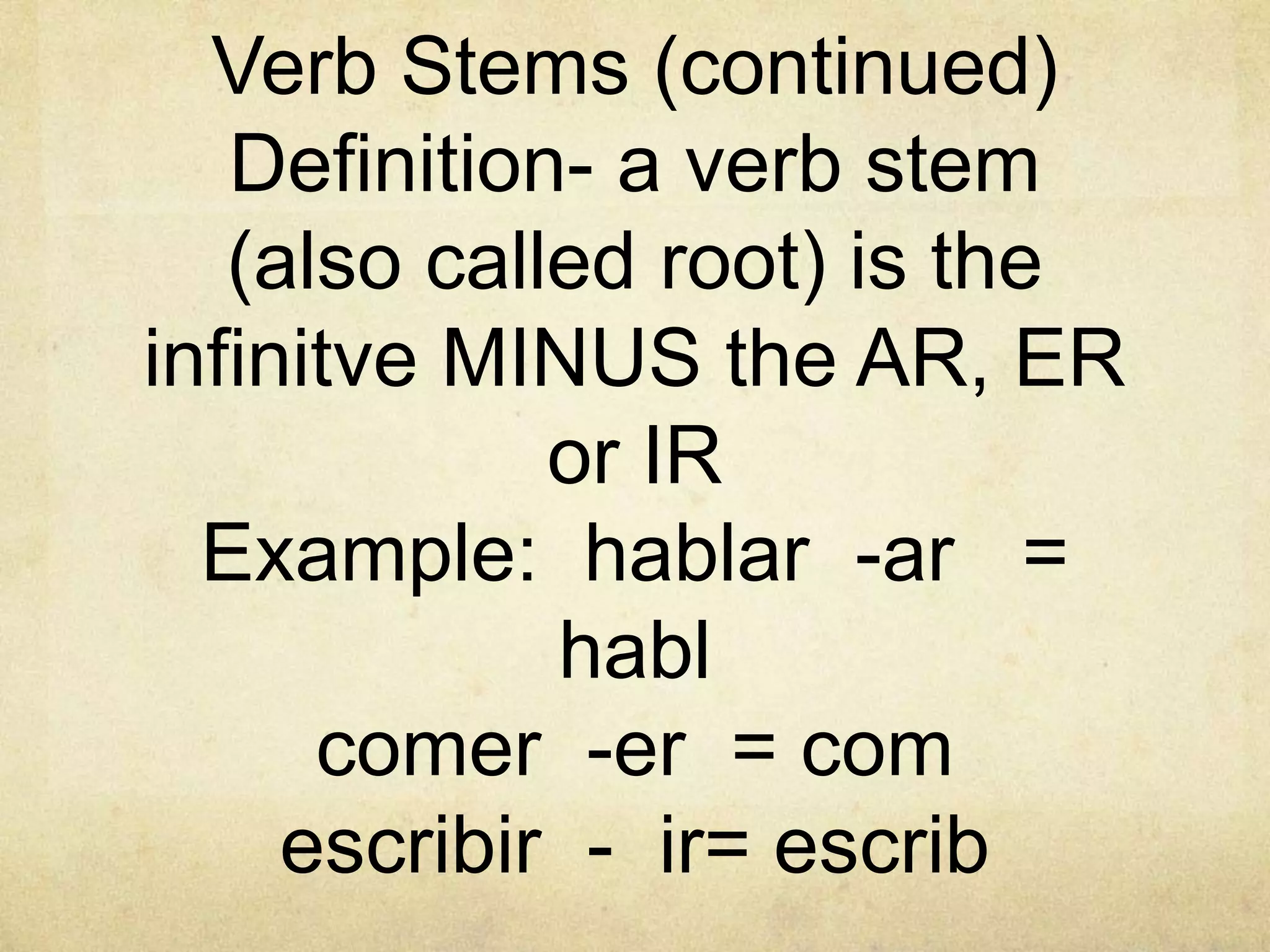Spanish verbs notes | PPT