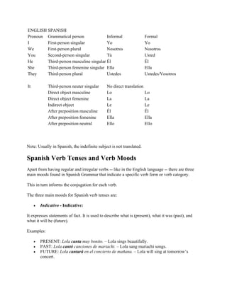 Spanish verb tenses | PDF