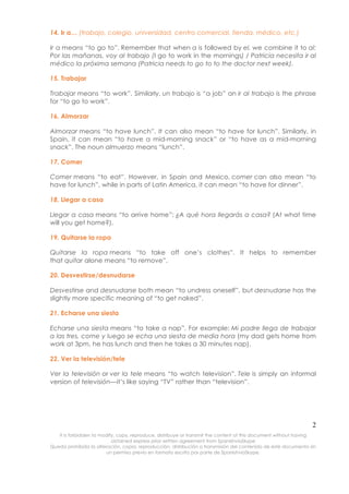 Spanish vocabulary for daily routine | PDF