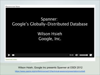 An Overview of Spanner: Google's Globally Distributed Database | PDF | Databases | Computer ...