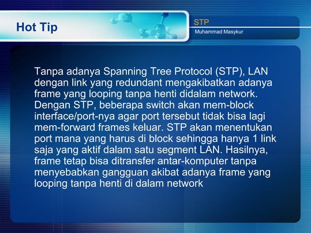Spanning tree protocol | PPTX