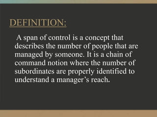 Span of control in Management Concepts | PPT