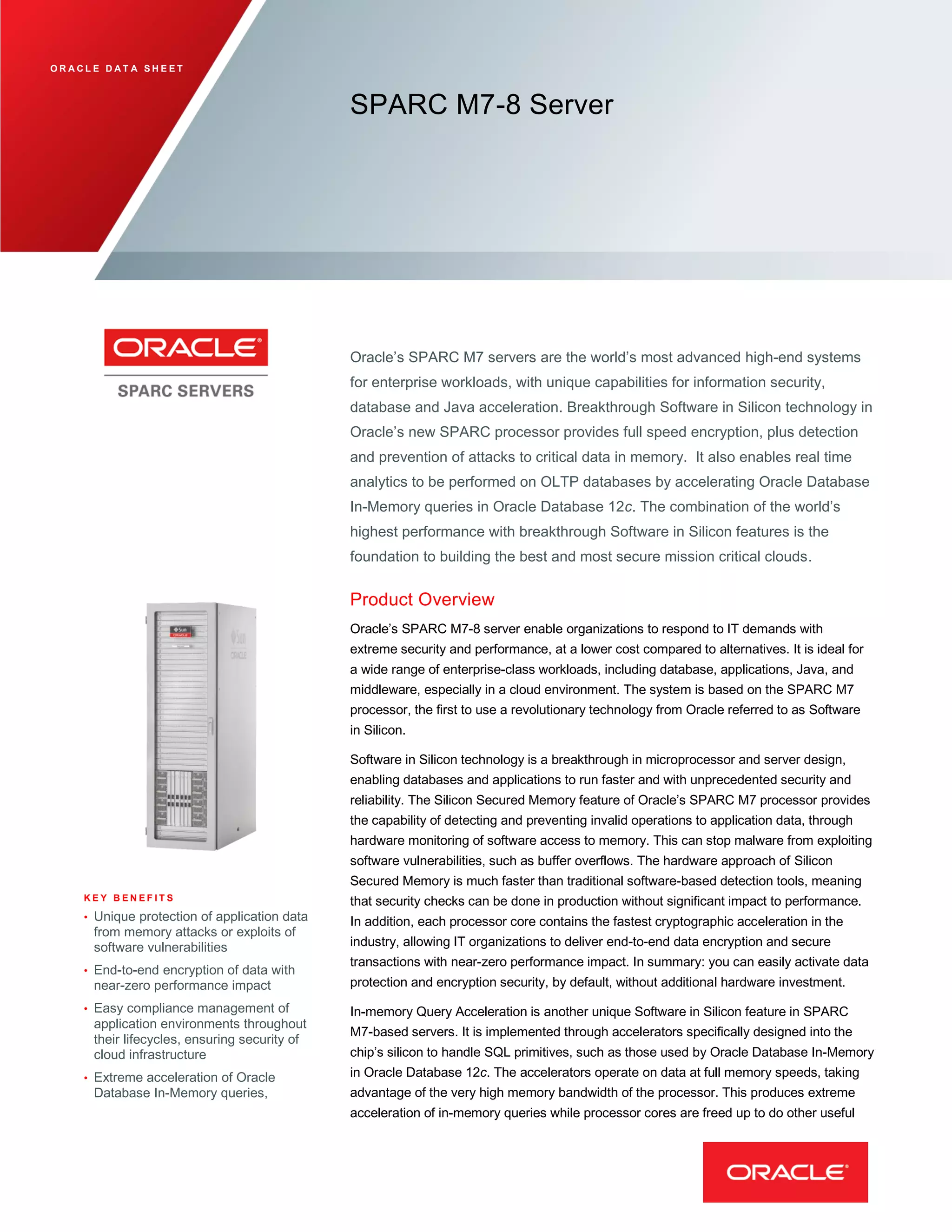 Oracle Sparc M7-8 Servers | PDF