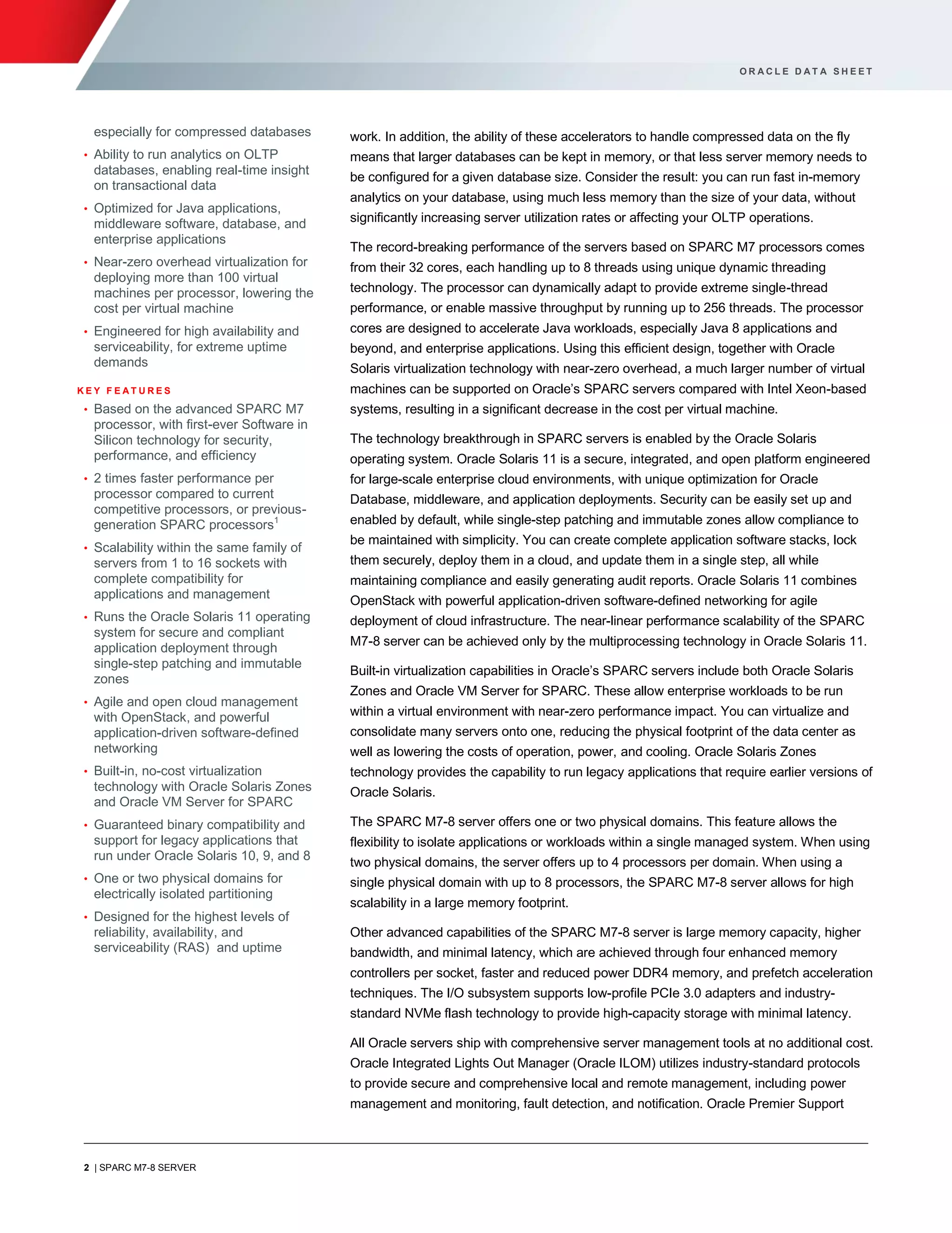 Oracle Sparc M7-8 Servers | PDF