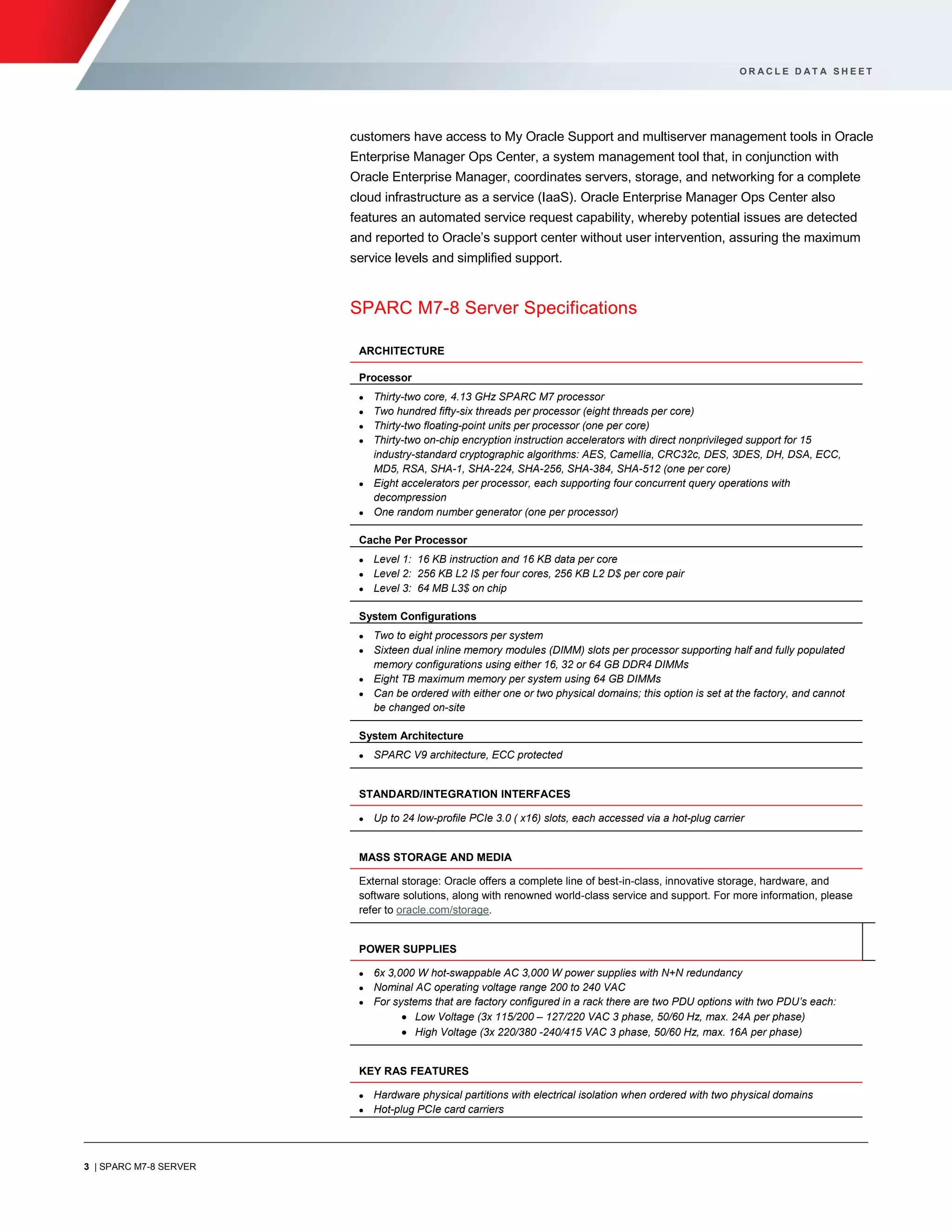 Oracle Sparc M7-8 Servers | PDF