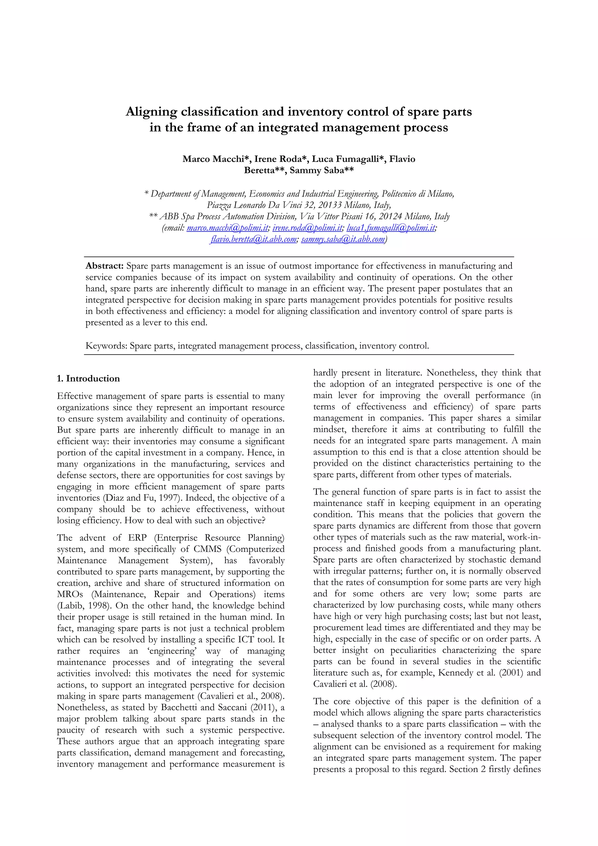 Spare parts final 27072012 - paper | PDF