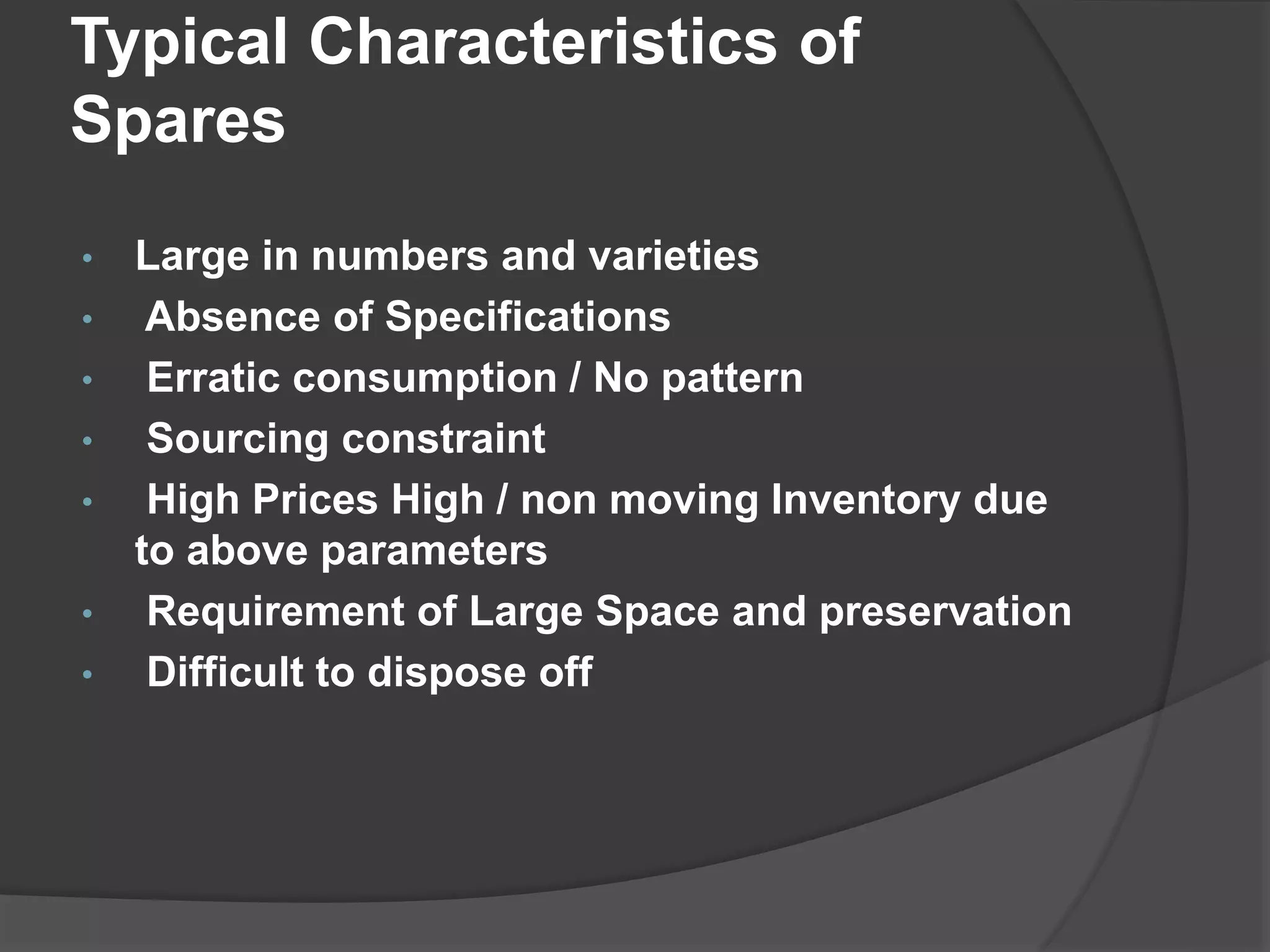 Spare parts control for maintenance purposes | PPTX