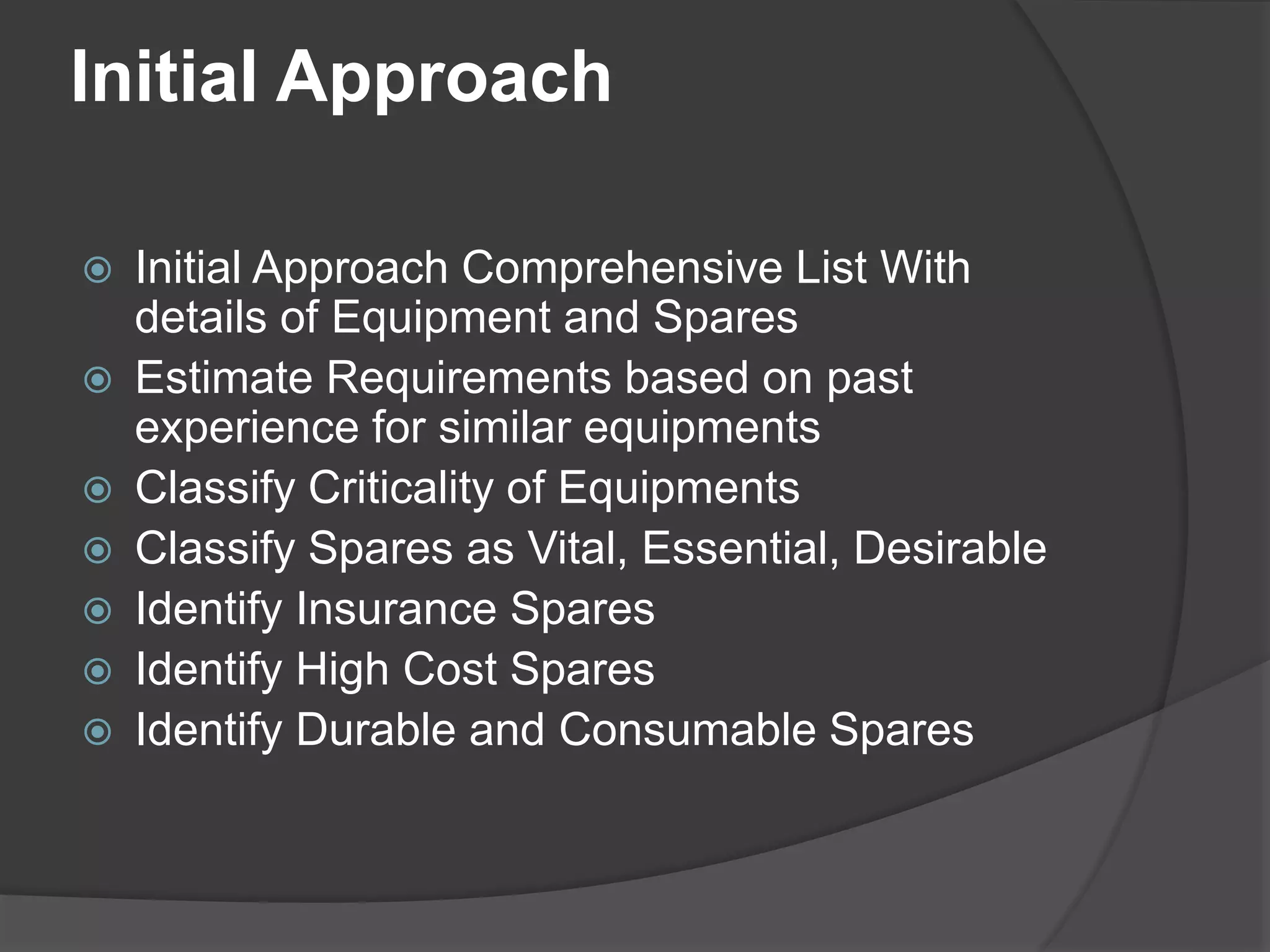 Spare parts control for maintenance purposes | PPTX