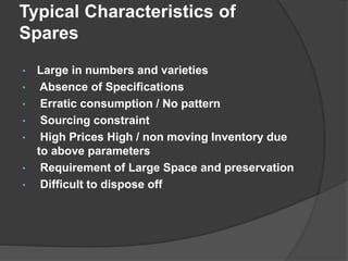 Spare parts control for maintenance purposes | PPTX