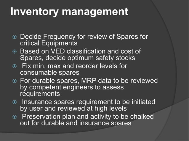 Spare parts control for maintenance purposes | PPTX | Business ...