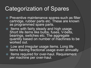 Spare parts control for maintenance purposes | PPTX