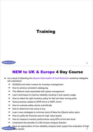 Reducing Costs of Spares and Inventory Levels | PDF