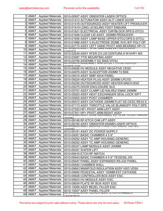 Spare Parts List-AMAT, Applied Materials | PDF