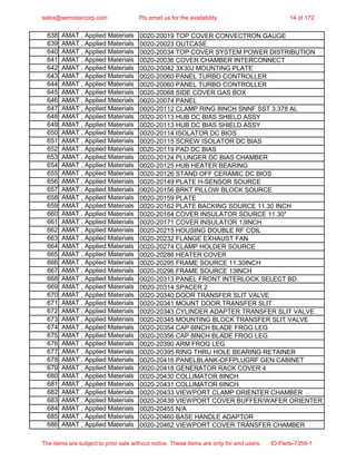Spare Parts List-AMAT, Applied Materials | PDF