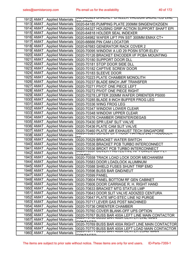 Spare Parts List-AMAT, Applied Materials | PDF | Home Appliances | Home ...