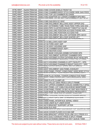 Spare Parts List-AMAT, Applied Materials | PDF