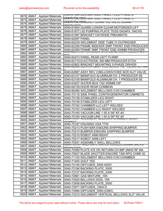Spare Parts List-AMAT, Applied Materials | PDF