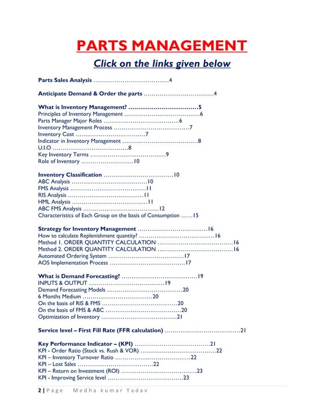 Spare parts management | PDF