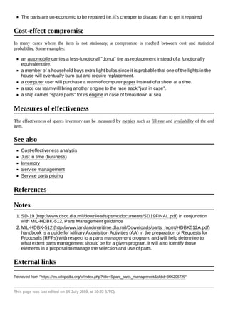 Spare parts management | PDF