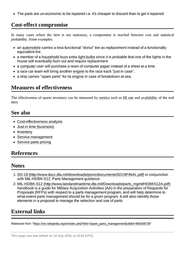 Spare parts management | PDF