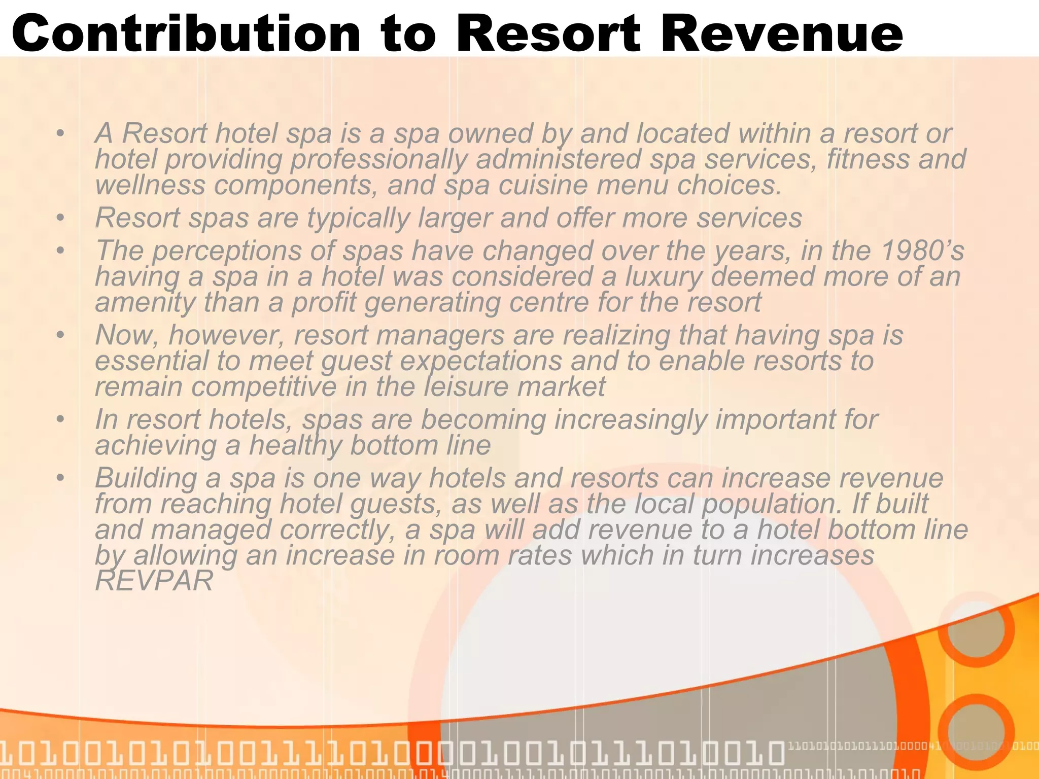 Spa revenue management | PPT | Spas | Travel Type