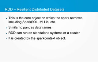 Introduction to apache spark and the architecture | PPT