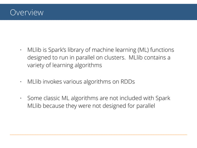 Machine Learning with Spark MLlib | PPT