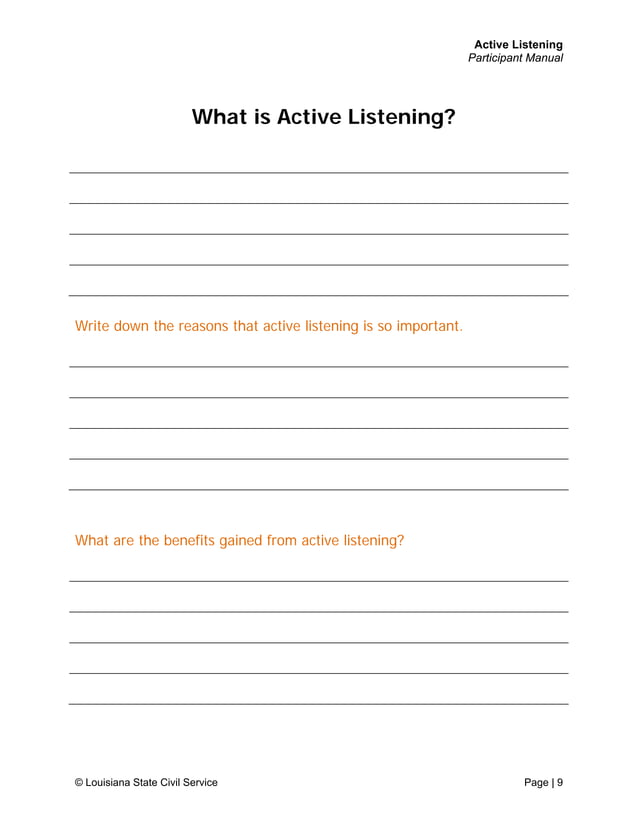 Active Listening Participant Manual | PDF