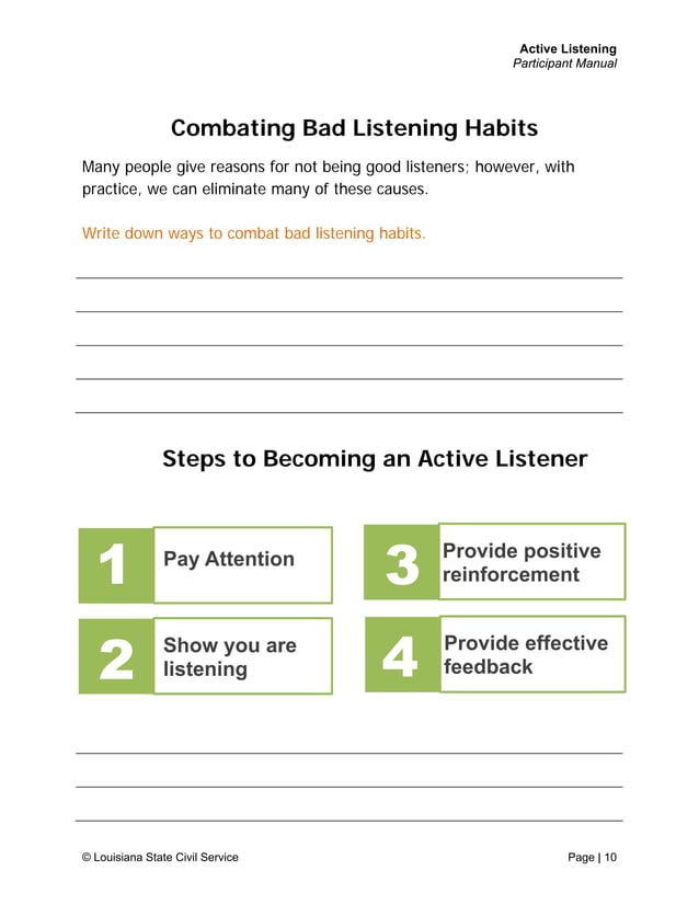 Active Listening Participant Manual | PDF