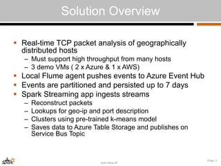 DC Spark bake off - Realtime TCP Packet Analysis using Spark and Azure Event Hubs | PPT