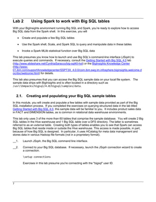 Big Data: Working with Big SQL data from Spark | PDF