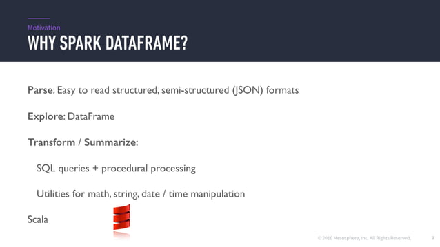 Spark DataFrames for Data Munging | PPT