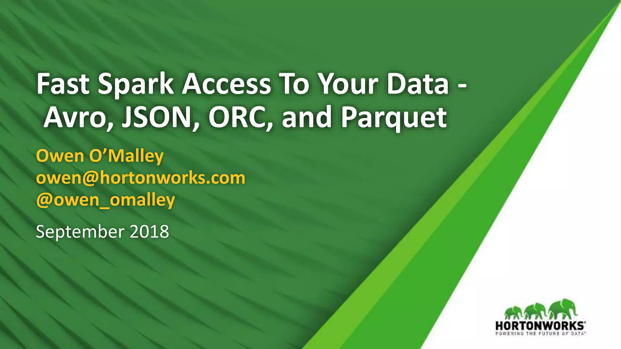 Fast Access to Your Data - Avro, JSON, ORC, and Parquet | PPTX