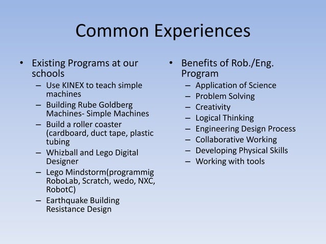 Sparking interest engineering and robotics in the classro | PPT