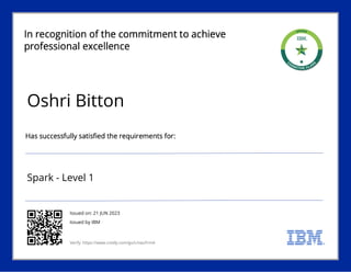 Spark Level 1-IBM SkiilsBuild certificate | PPT | Free Download