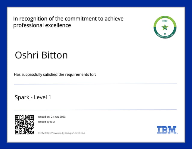 Spark Level 1-IBM SkiilsBuild certificate | PDF