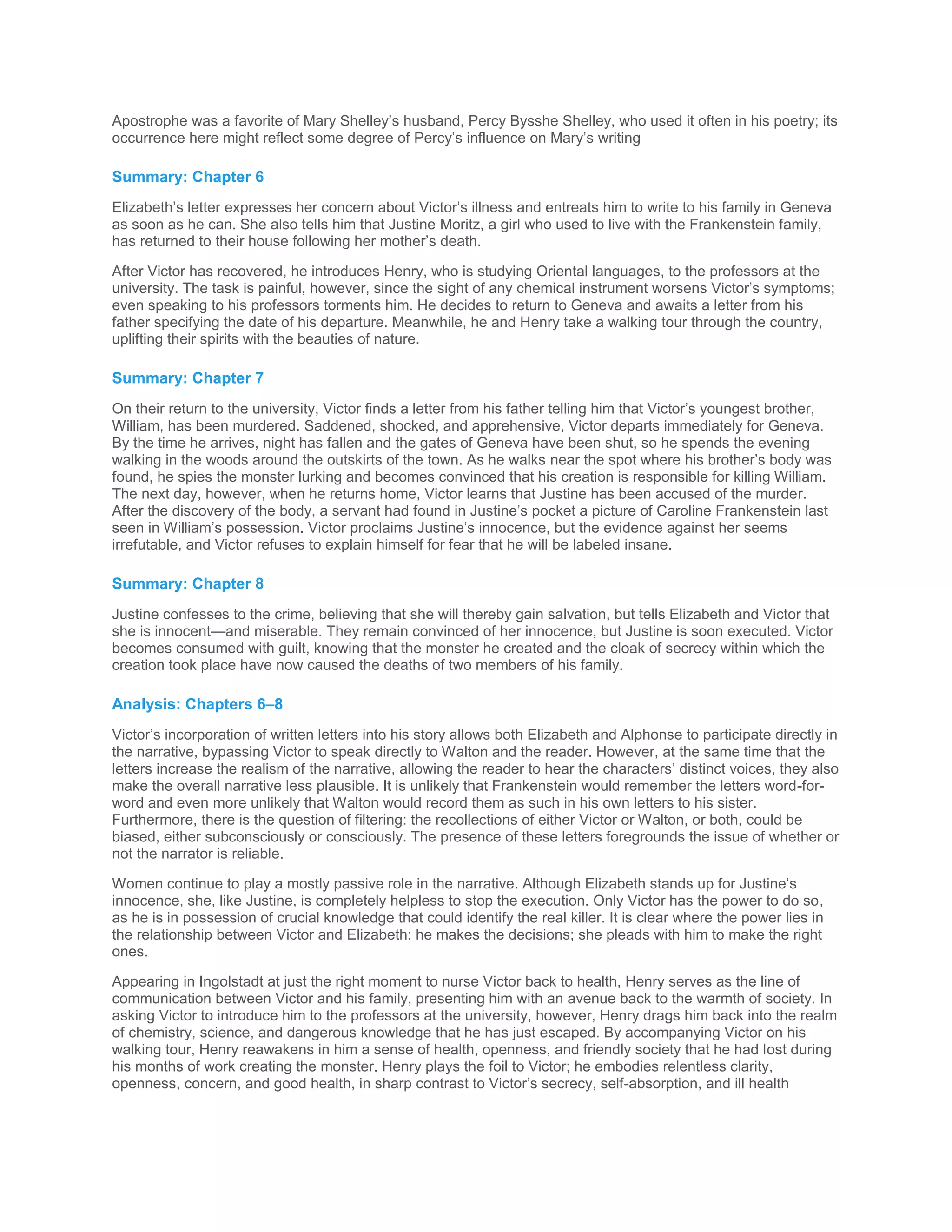 Sparknotes For Frankenstein | DOCX
