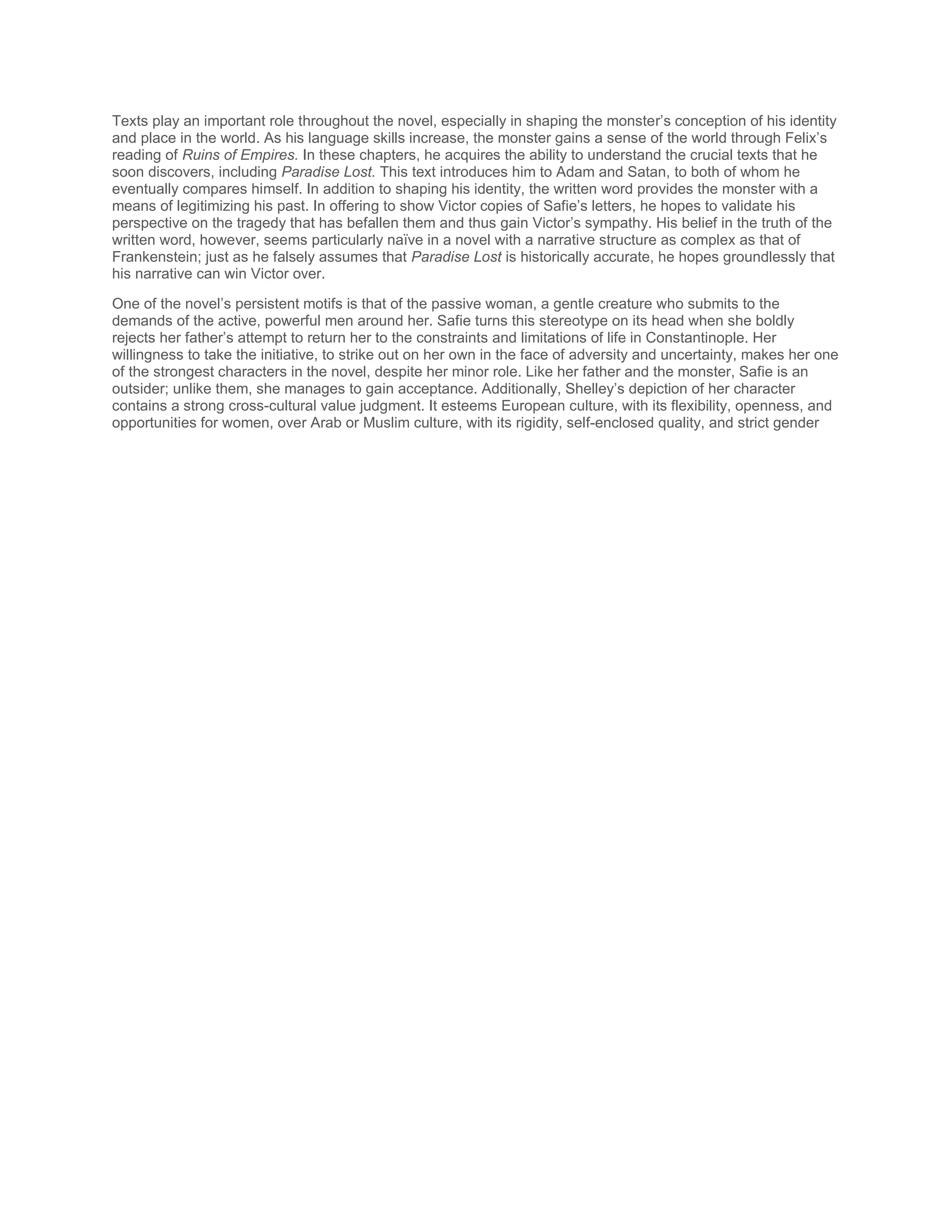 Sparknotes For Frankenstein | DOCX
