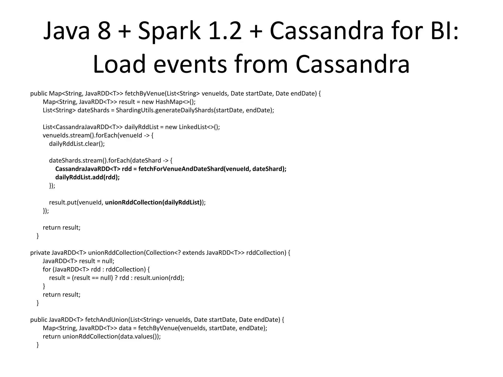 Using Spark 12 With Java 8 And Cassandra Ppt