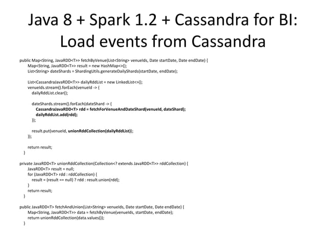 Using Spark 12 With Java 8 And Cassandra Ppt