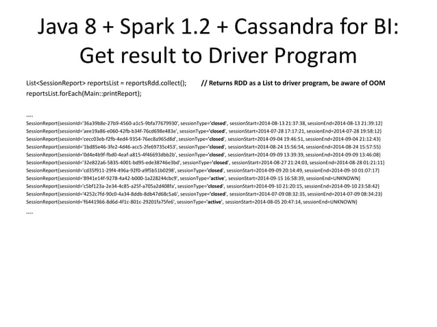 Using Spark 12 With Java 8 And Cassandra Ppt