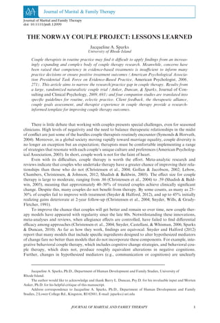 The Norway Couple Project: Lessons Learned | PDF