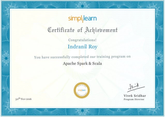 Spark Scala course certificate | PPT