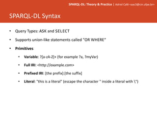 SPARQL-DL - Theory & Practice | PPT