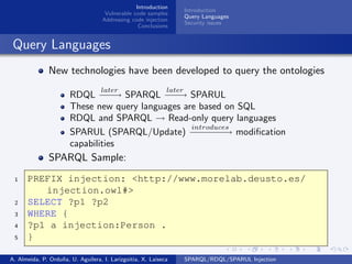 SPARQL/RDQL/SPARUL Injection | PPT
