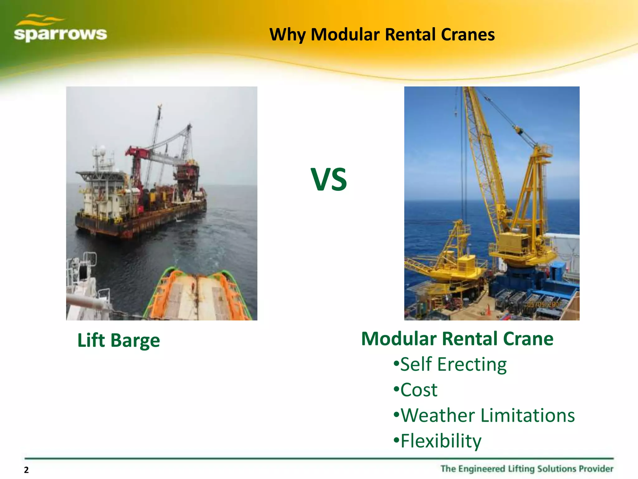 Sparrows offshore modular rental crane presentation august 2014 | PPT