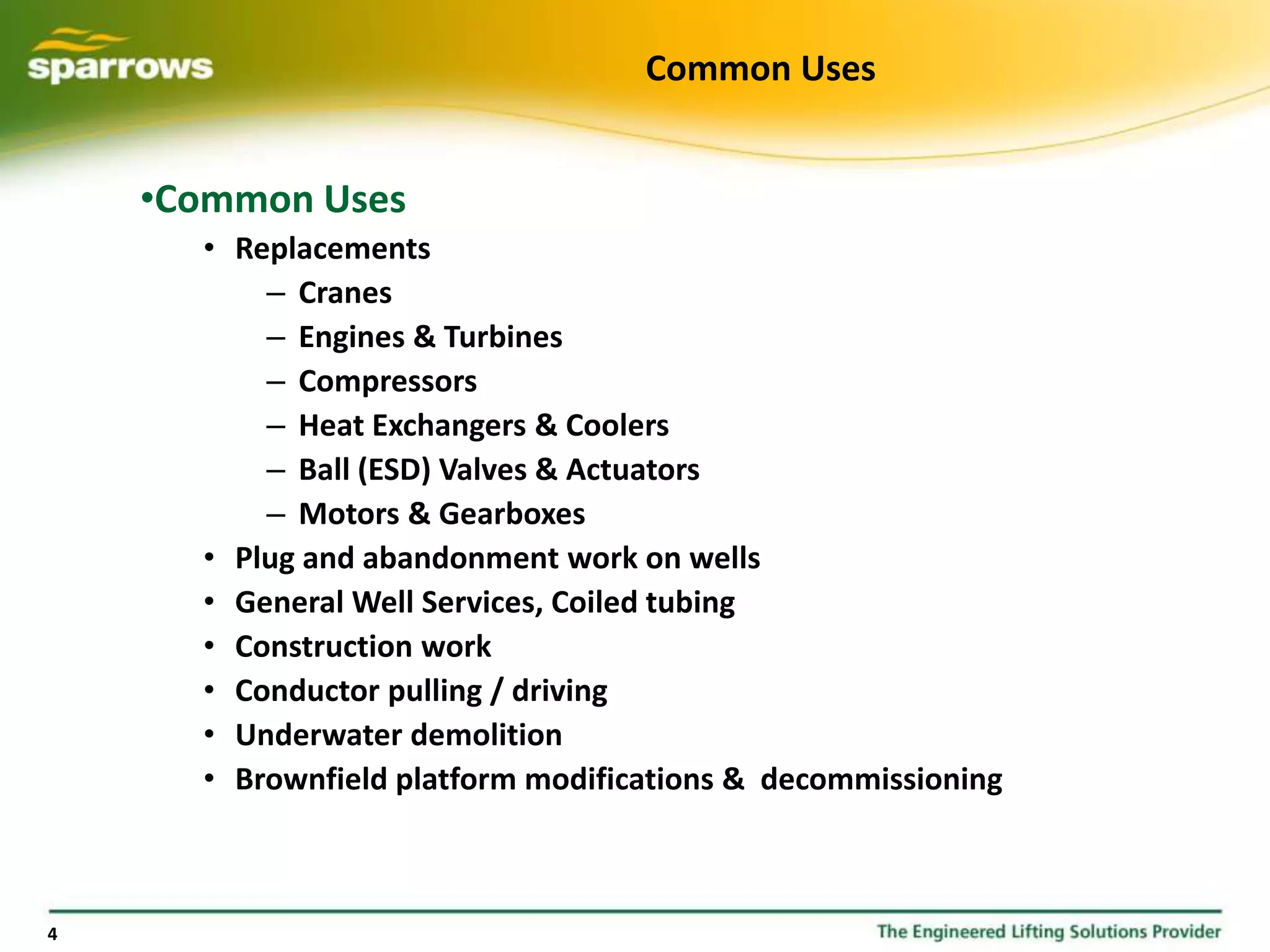 Sparrows offshore modular rental crane presentation august 2014 | PPT
